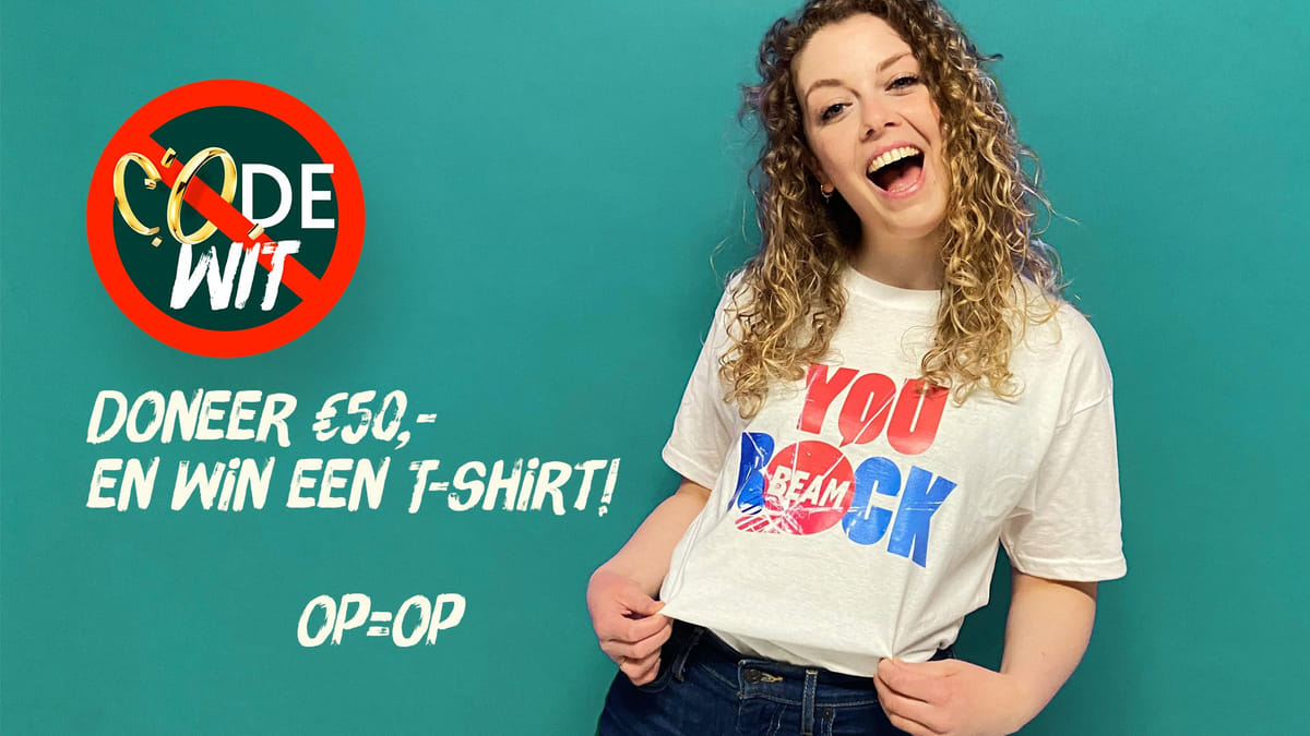 Krijg een ‘You Rock’ T-shirt bij een gift van €50 voor Code - EO BEAM